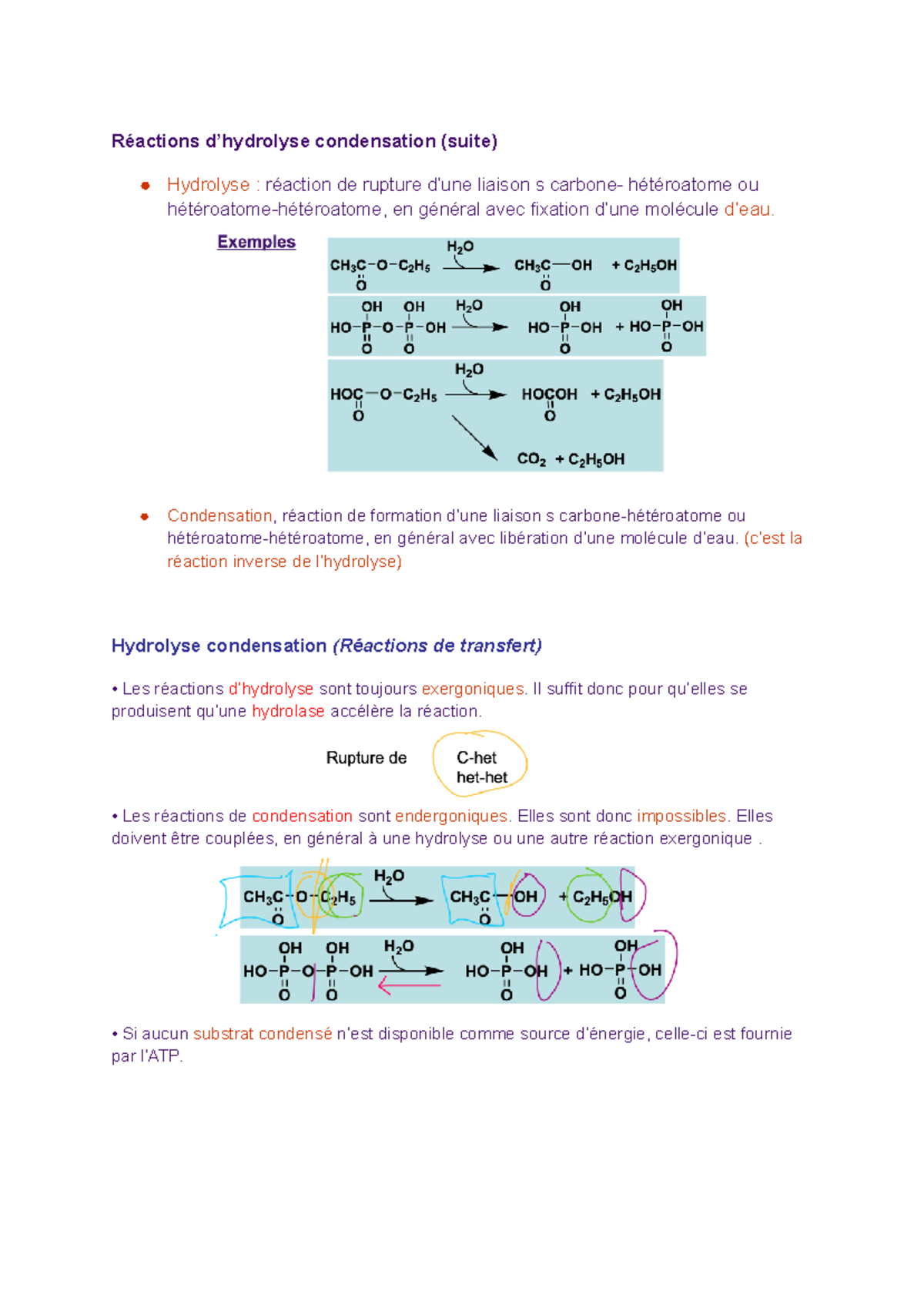 Réactions d’hydrolyse condensation ME part - Réactions d’hydrolyse ...