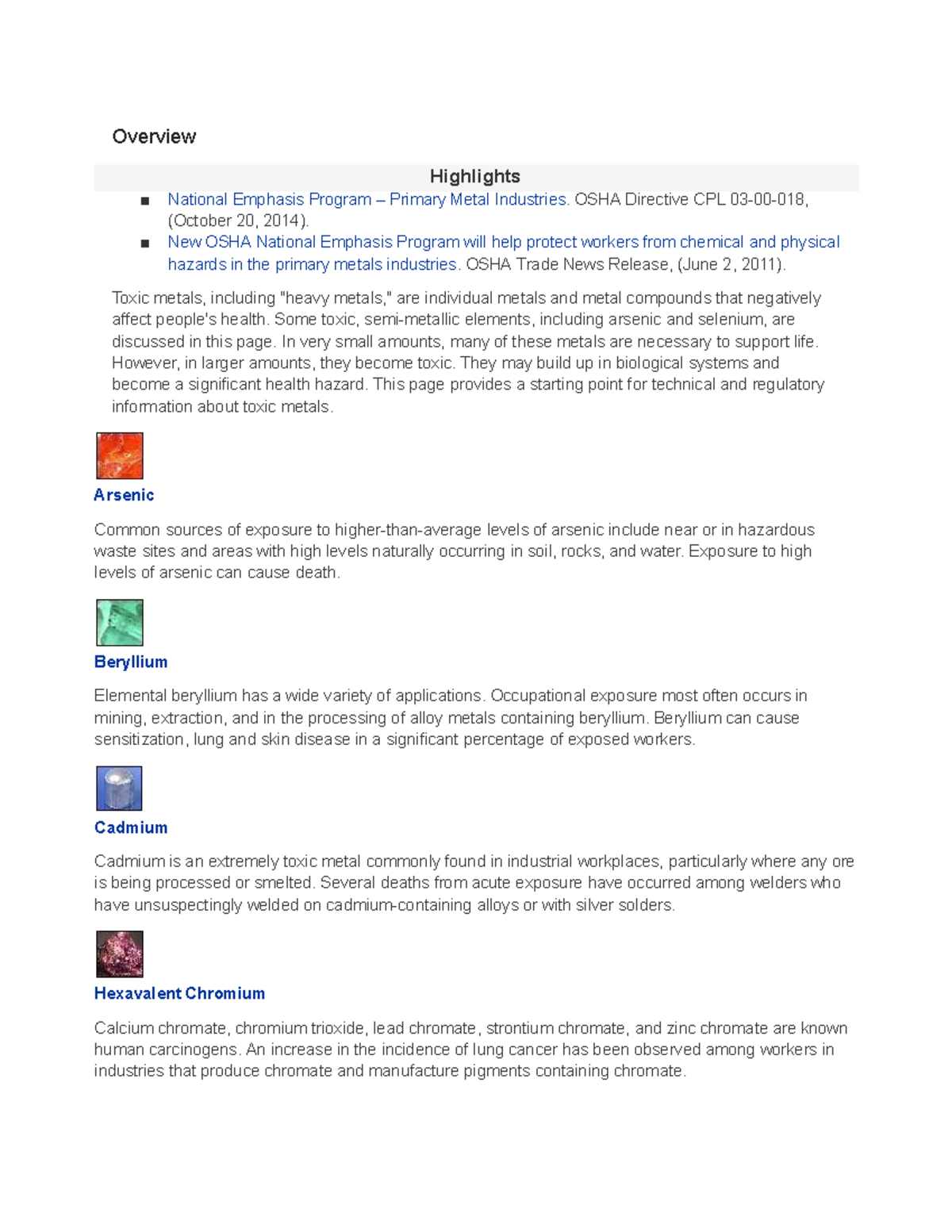 Overview of elements - Overview Highlights National Emphasis Program ...