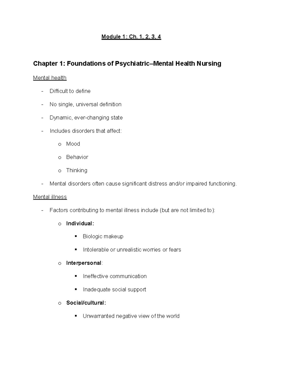 Psych Module 1 PP Notes - Module 1: Ch. 1, 2, 3, 4 Chapter 1 ...