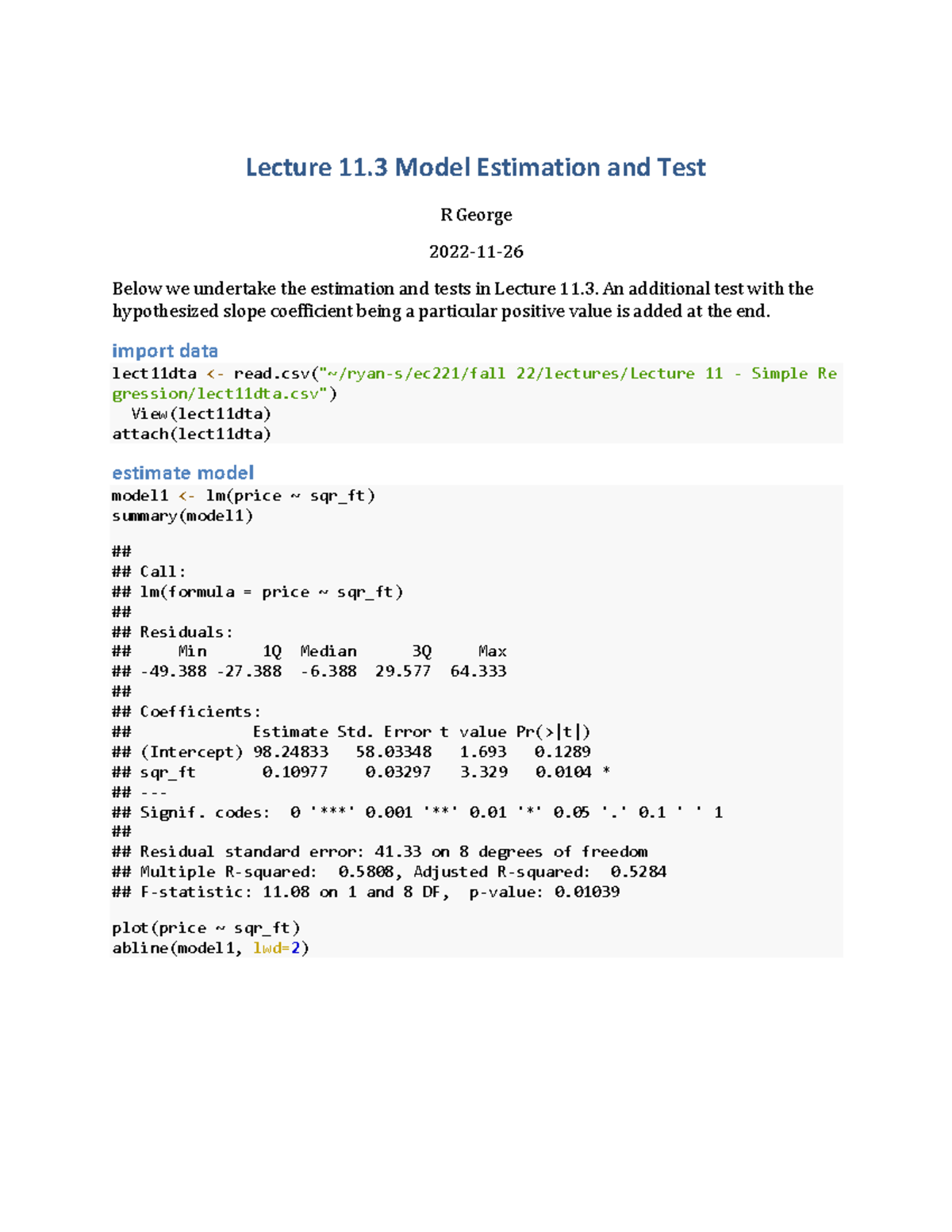 Lect11.3 model estimation and test in R - Lecture 11. 3 Model ...