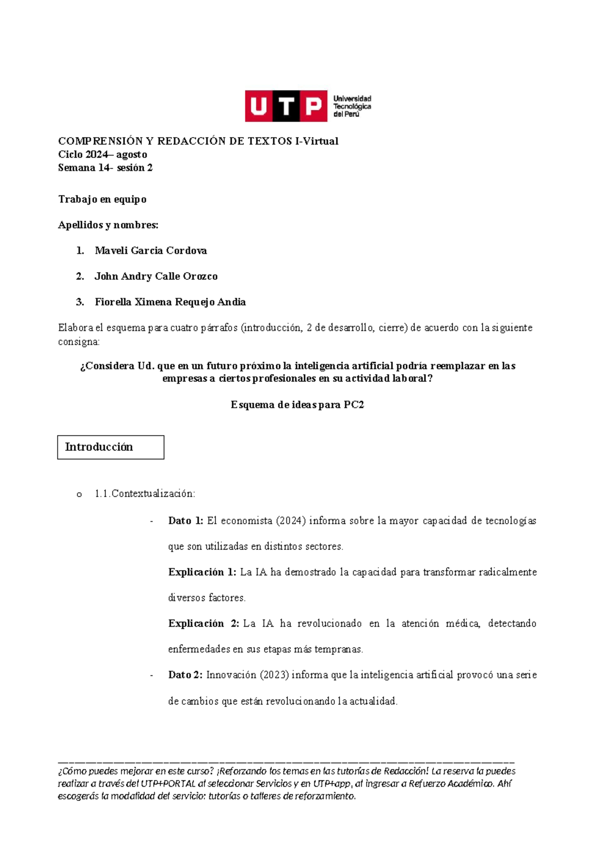 Esquema John Andry PC2 - COMPRENSIÓN Y REDACCIÓN DE TEXTOS I-Virtual ...