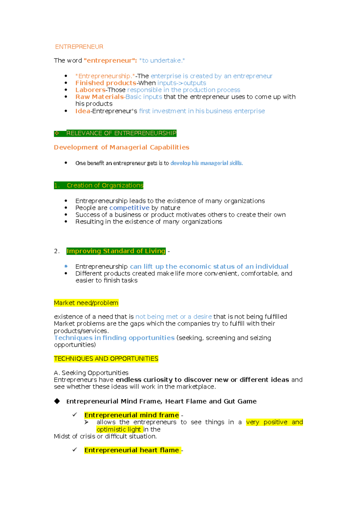 Entrep - This is my own notes - ENTREPRENEUR The word "entrepreneur ...