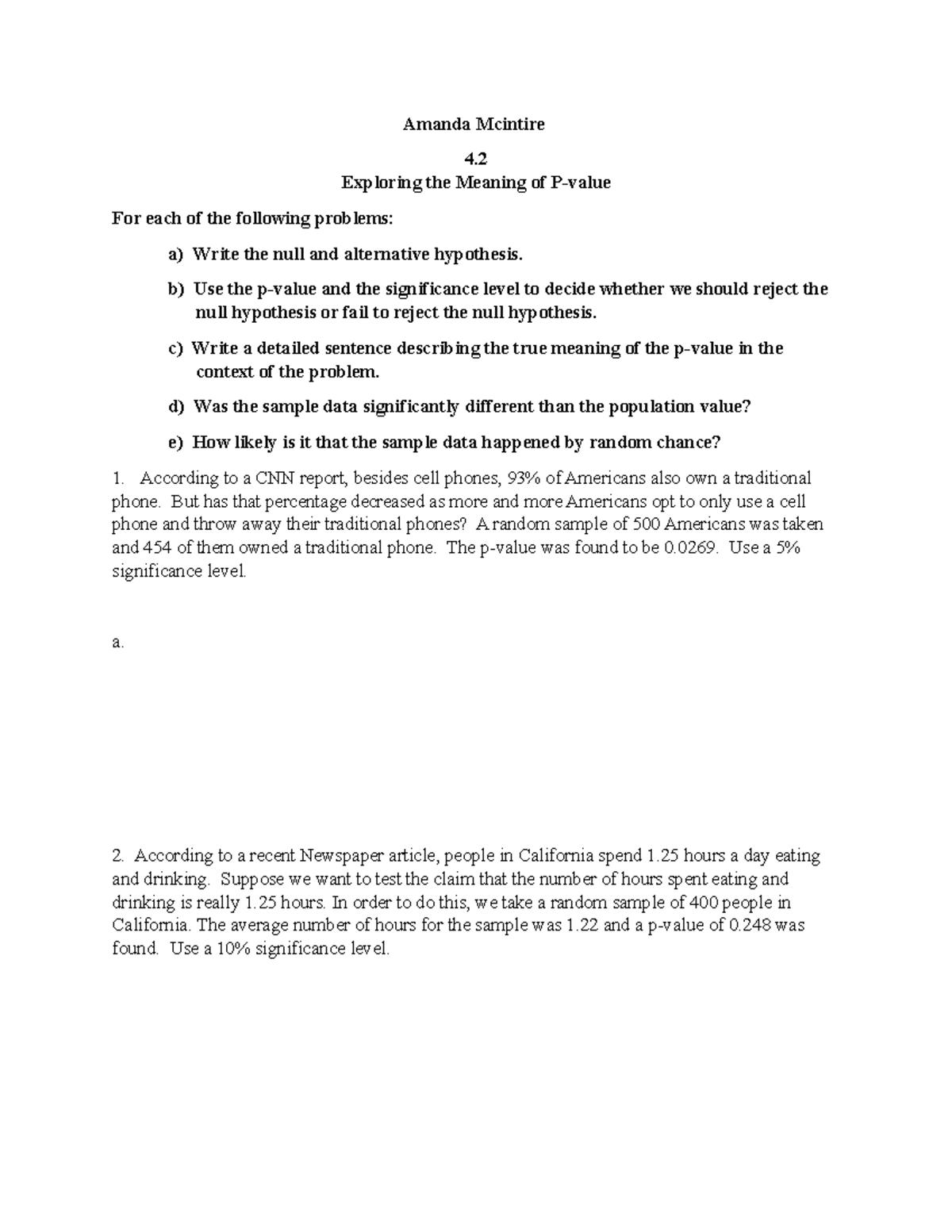 4.2 CW - lots of notes from textbook - Amanda Mcintire 4. Exploring the ...