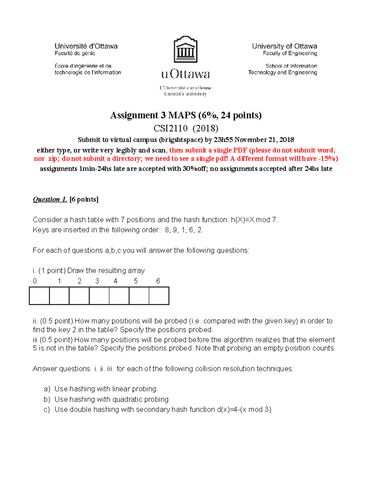 Csi2110 Assignment 3 Solutions Assignment 3 Maps 24 Points Csi2110 2018 Submit To Virtual