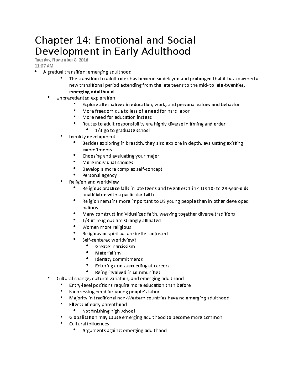 Developmental Psychology Chapter 14 Notes - Chapter 14: Emotional and ...
