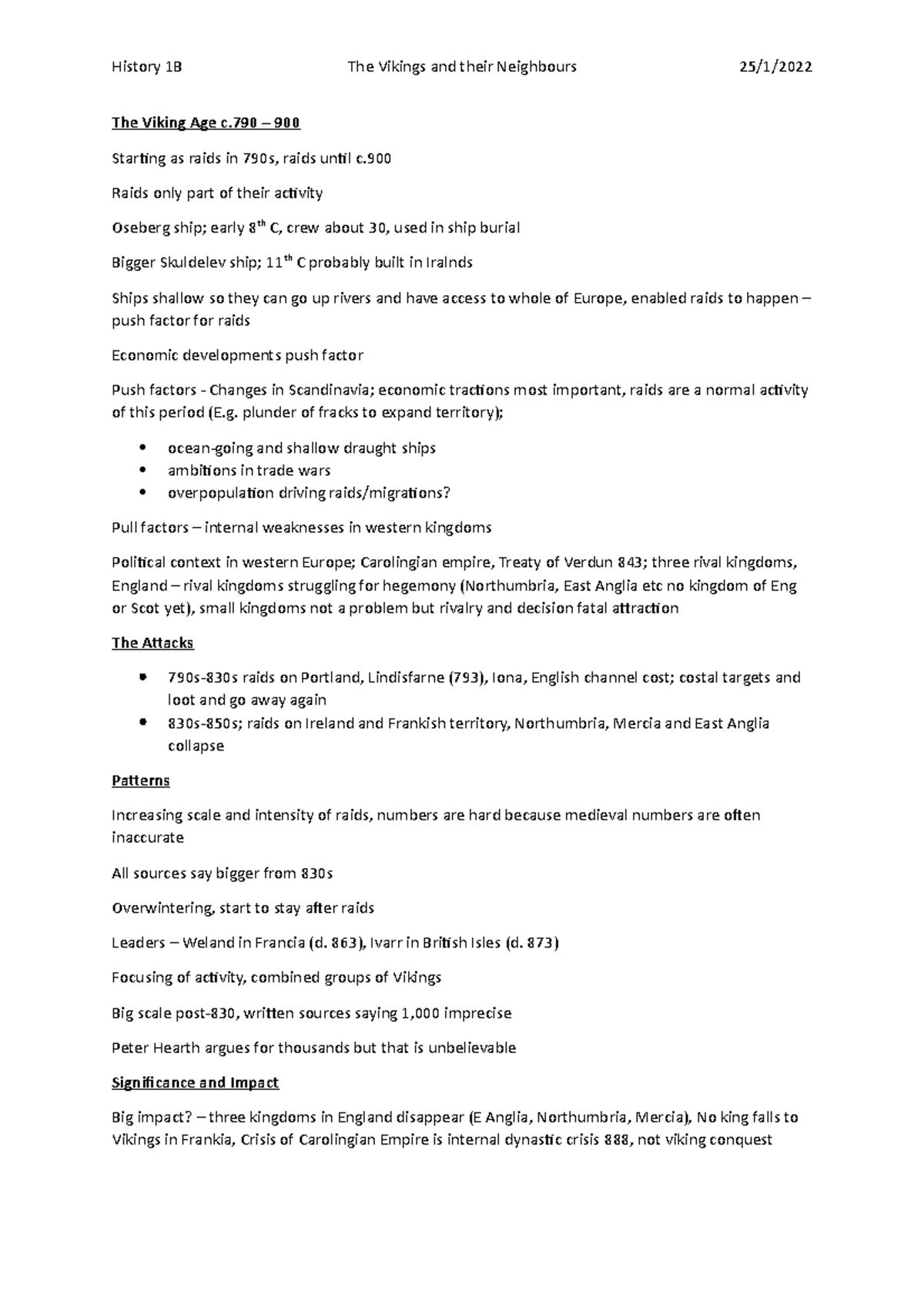 The Vikings lecture - History 1B The Vikings and their Neighbours 25/1 ...