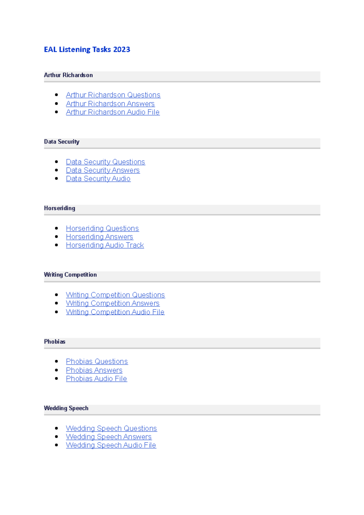 Listening tasks - Studocu