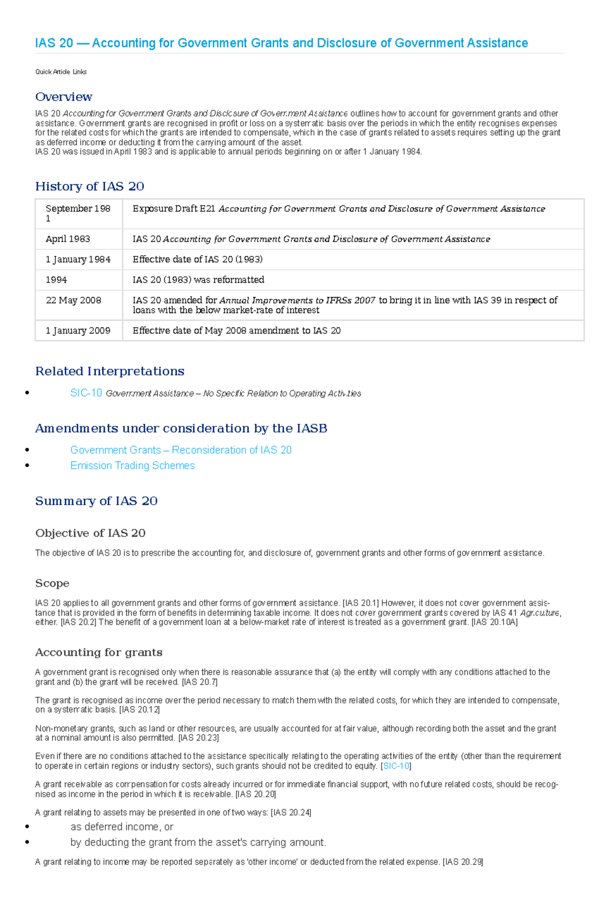 IAS-20 - This contains the information under IAS 20 - IAS 20 — Accounting for Government Grants ...