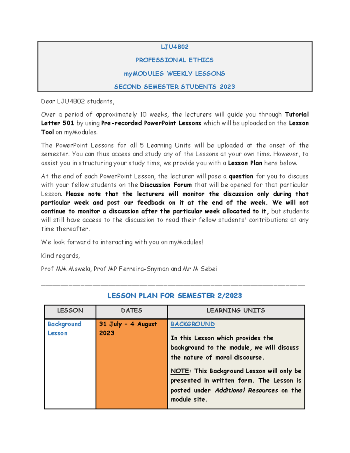 LJU4802.2023 Sem 2.Lesson Plan.Narrated PPT Lessons AFS[304088 ] - LJU ...