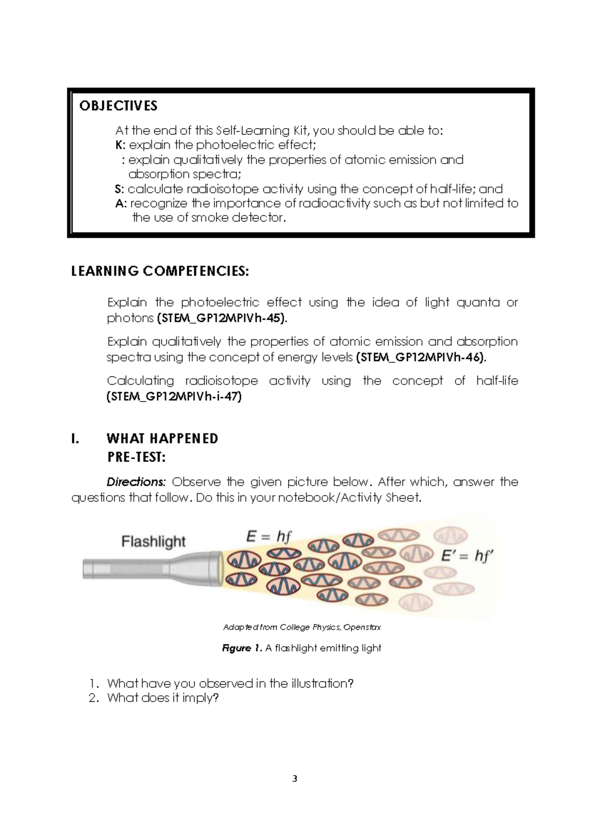 GEN PHYSICS 2 MODULE - LEARNING COMPETENCIES: Explain the photoelectric ...