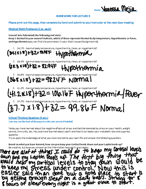 EMB Homework 13 - Name: HOMEWORK FOR LECTURE 13 Please print out this ...