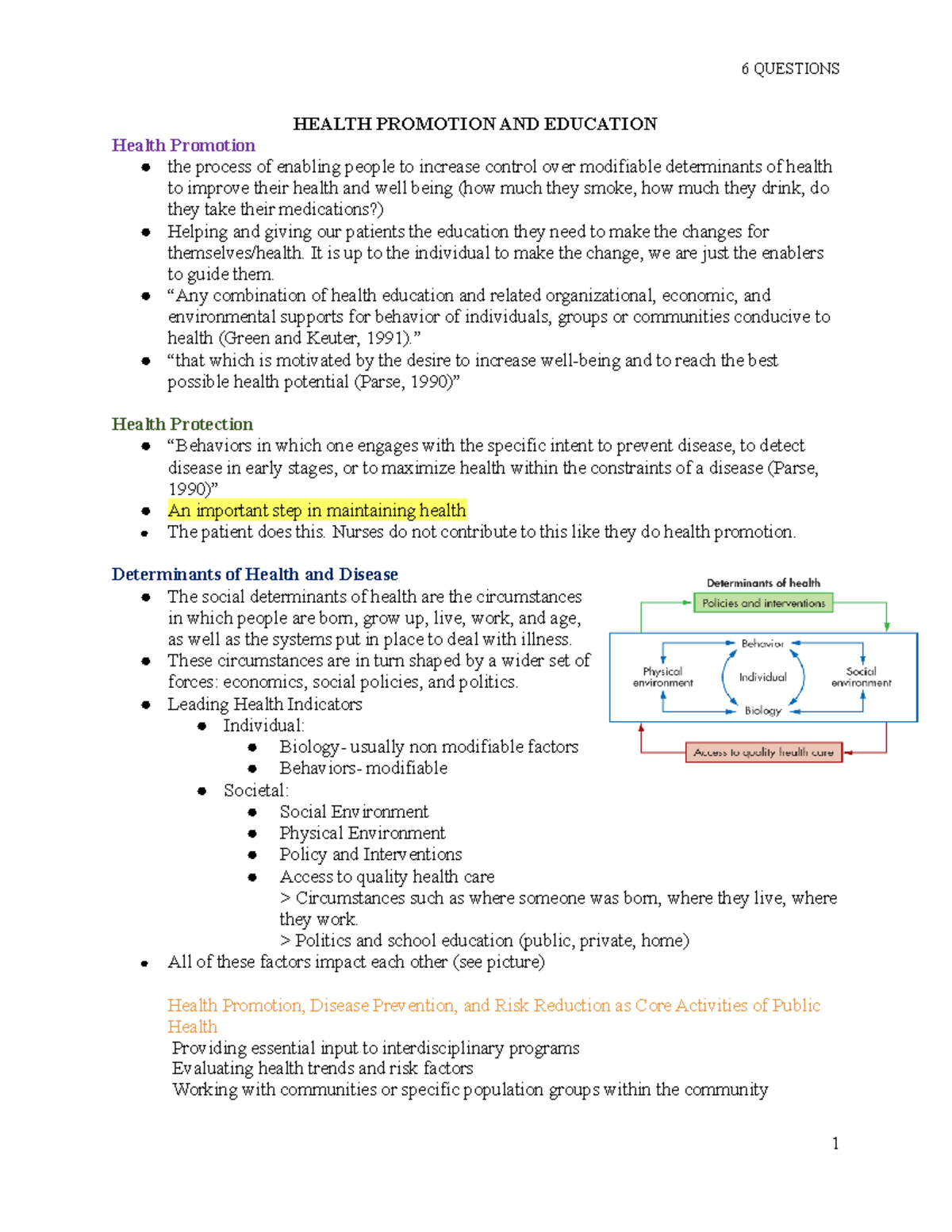 Health Promotion AND Education Outline - HEALTH PROMOTION AND EDUCATION ...