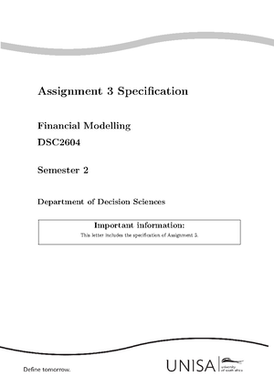 Assingment 3 - Assignment - DSC2604 - QUESTION QUESTION QUESTION ...