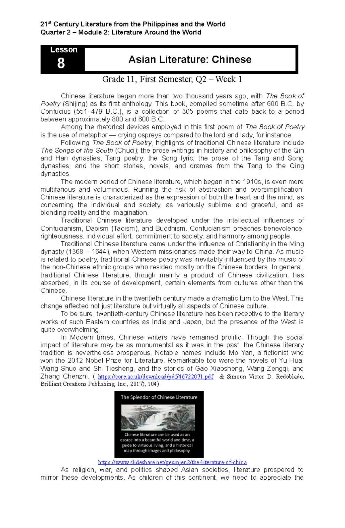 21st Century Literature - Quarter 2 – Module 2: Literature Around the ...