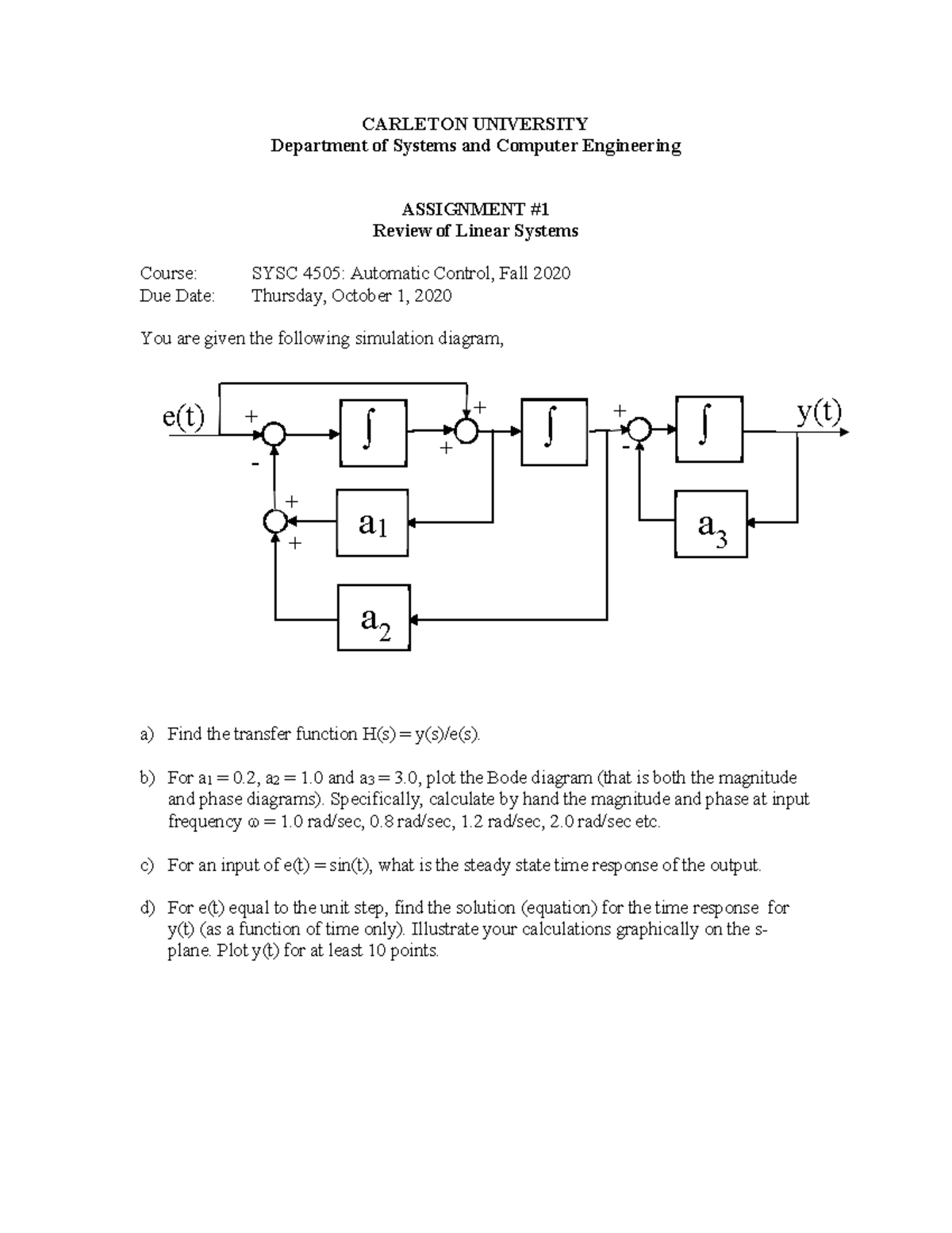 Assignment 1 - llll - Sysc 4505 - Carleton - Studocu