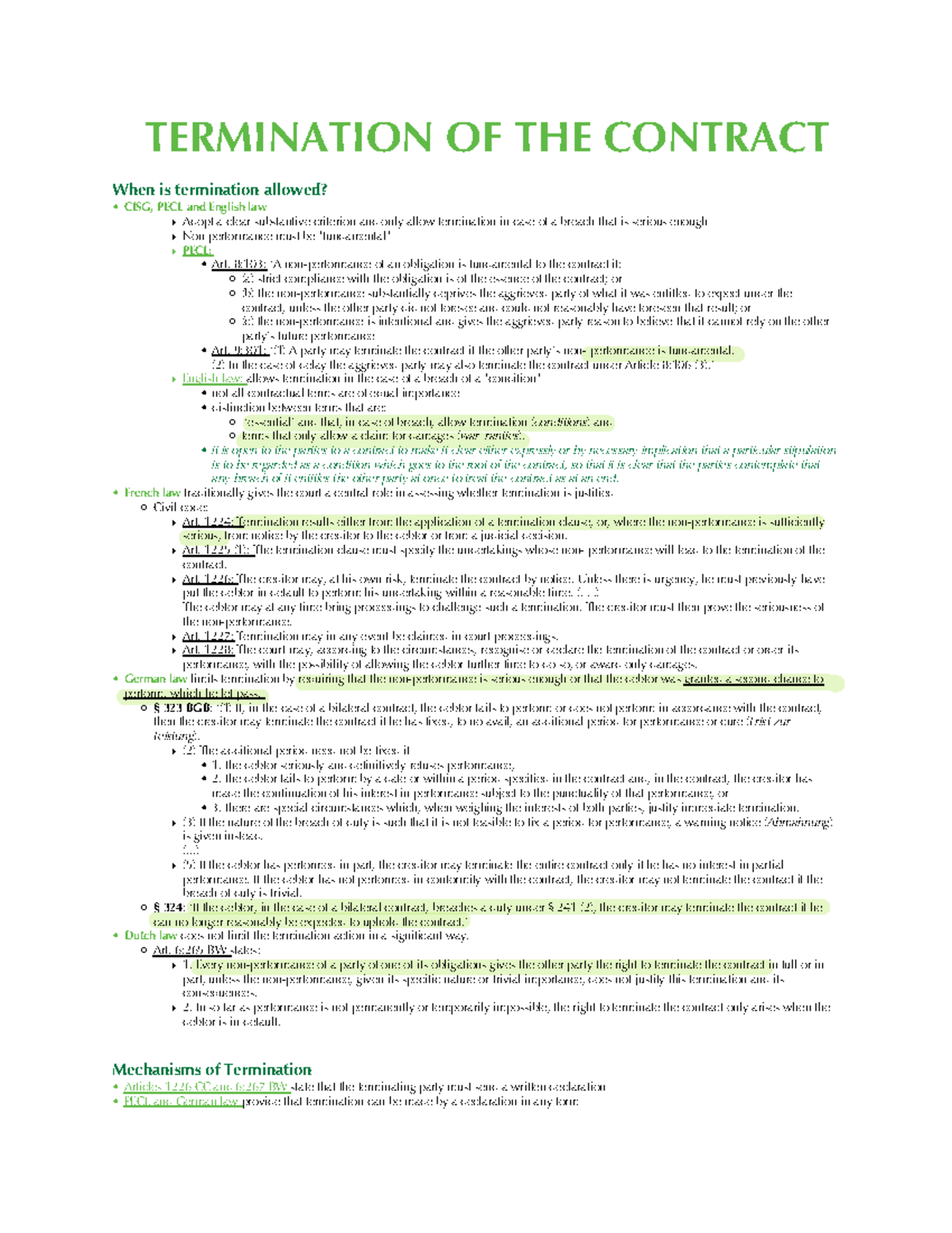 Termination of the Contract - TERMINATION OF THE CONTRACT When is ...