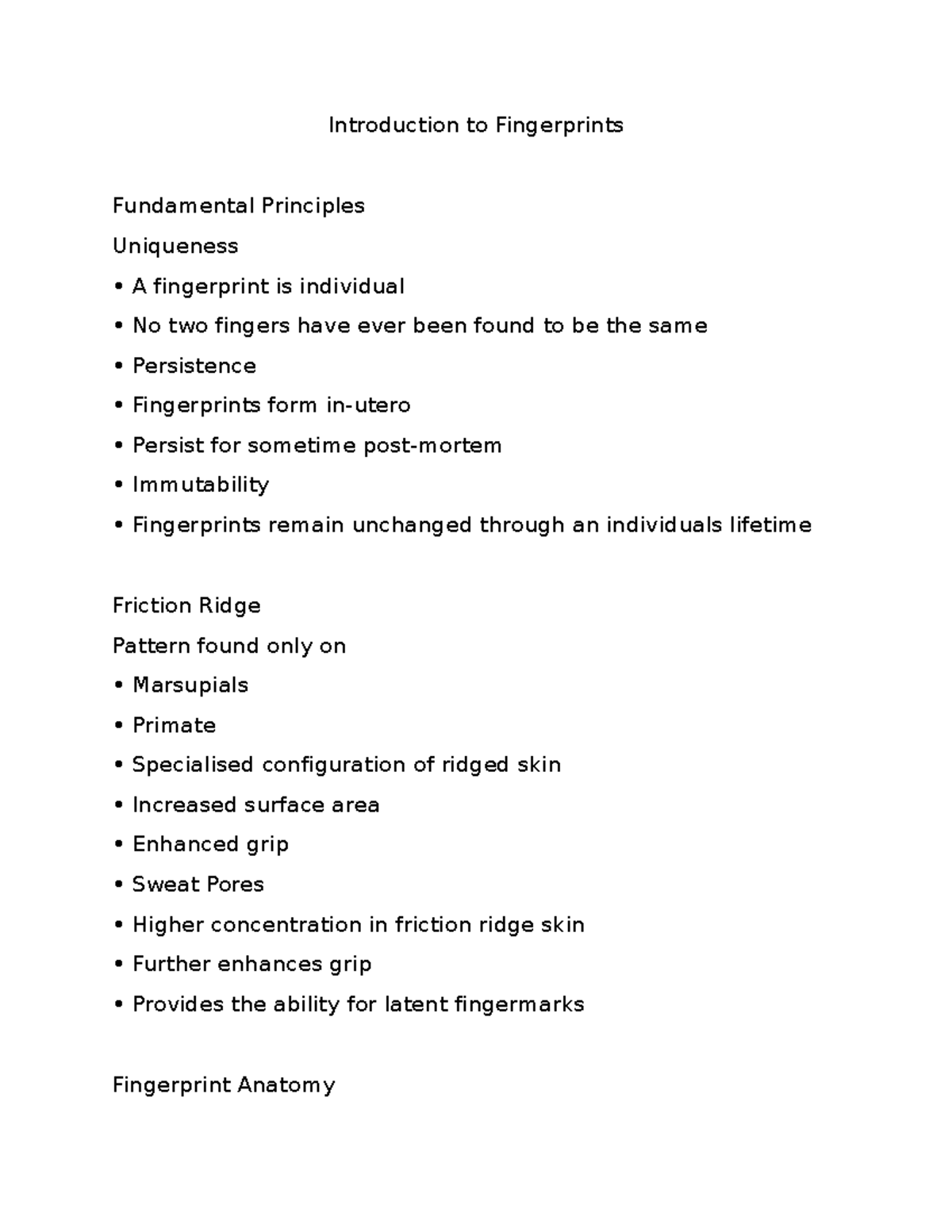 Introduction to Fingerprints(Forensic science notes) - Introduction to ...