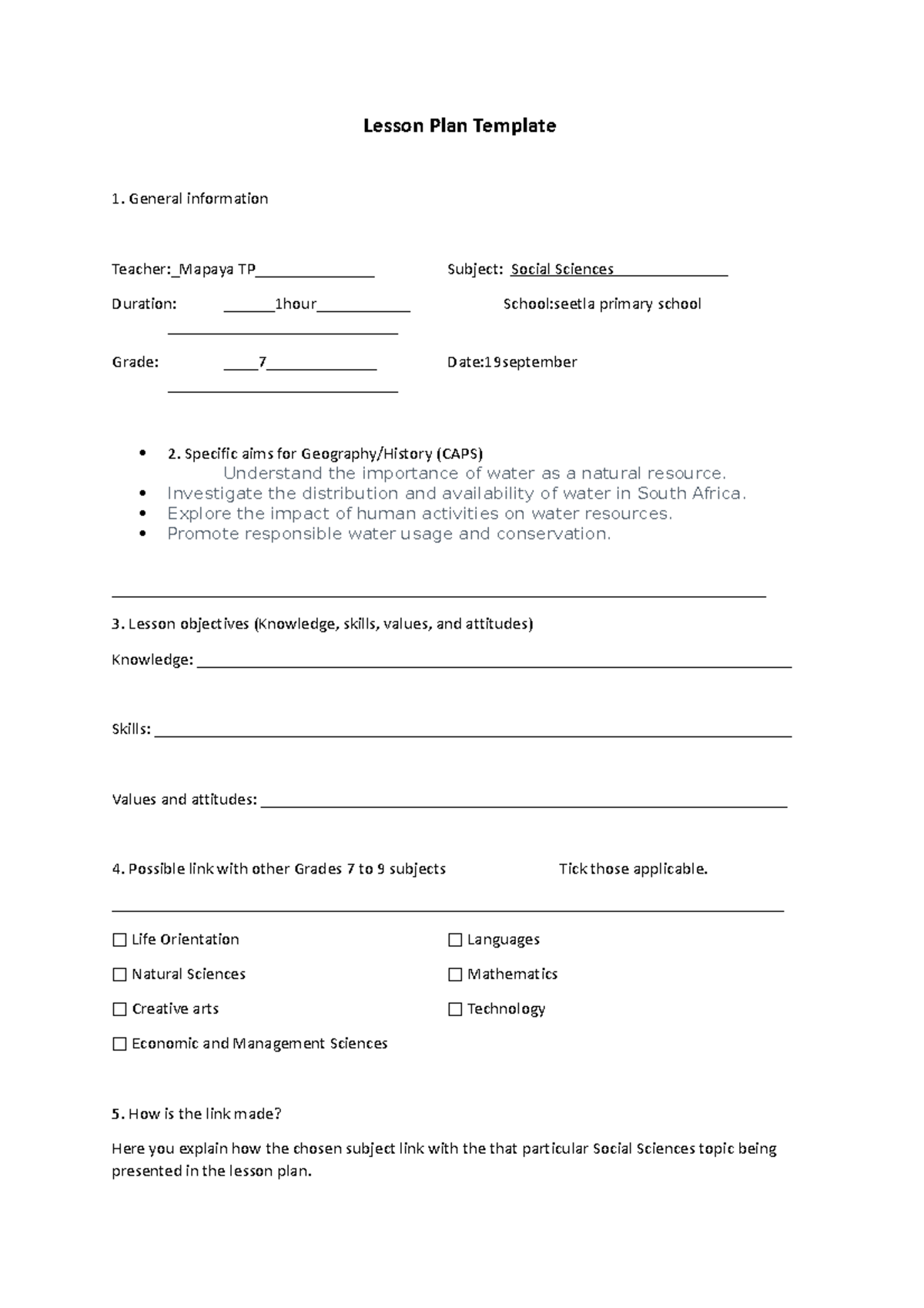 Lesson Plan Template - Assignments guidelines - Lesson Plan Template ...