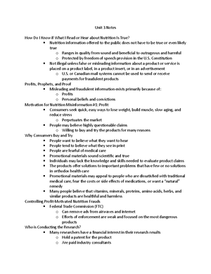 Unit 6 Notes - Healthy Eating - Unit 6 Notes Healthy Eating Achieving ...