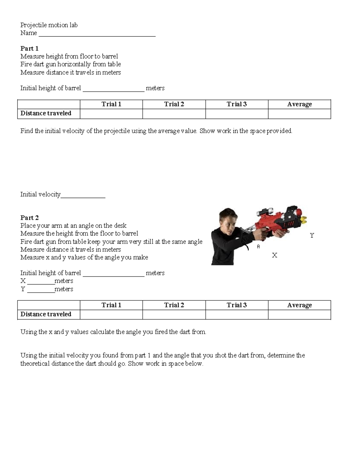Projectile motion lab - notes for lectures and info - Projectile motion ...
