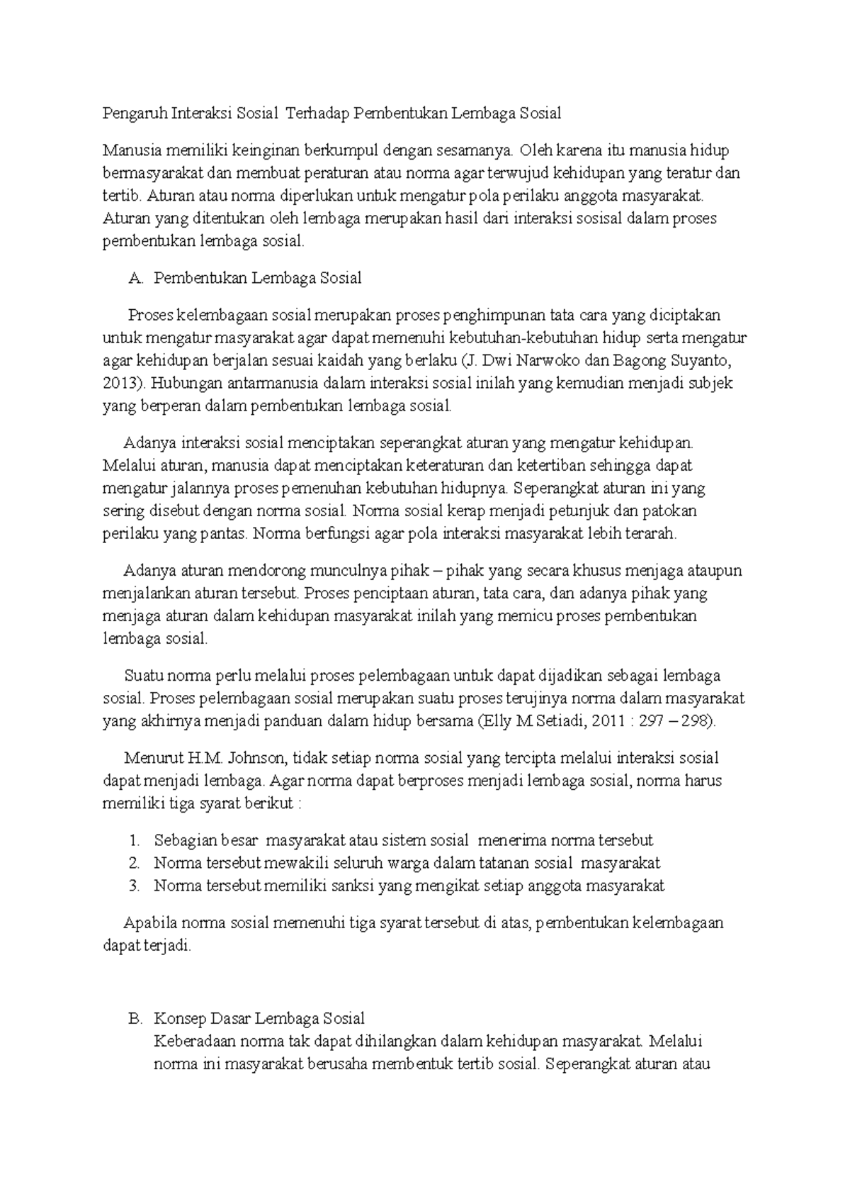 Pengaruh Interaksi Sosial Terhadap Pembentukan Lembaga Sosial - Oleh ...