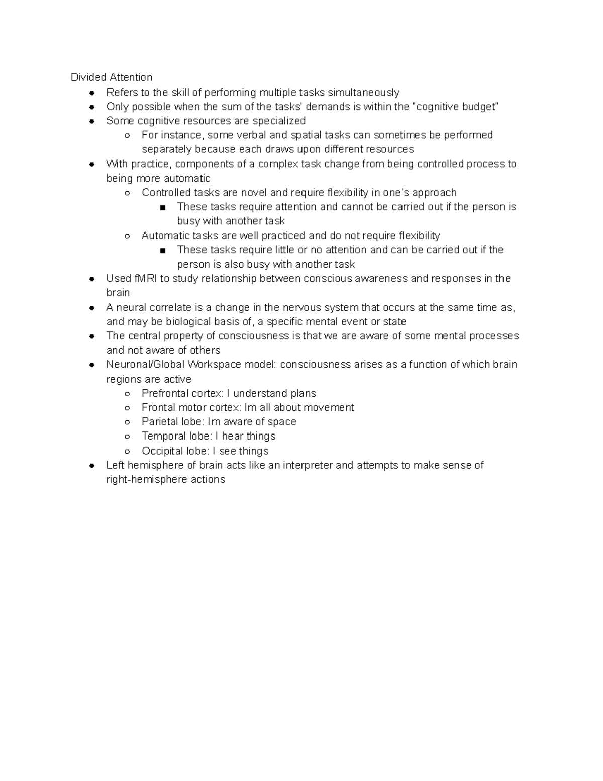 Psych 201 Lecture 8 Attention and Awareness - Divided Attention Refers ... Psych 201 Lecture 8 Attention and Awareness - Divided Attention Refers ...
