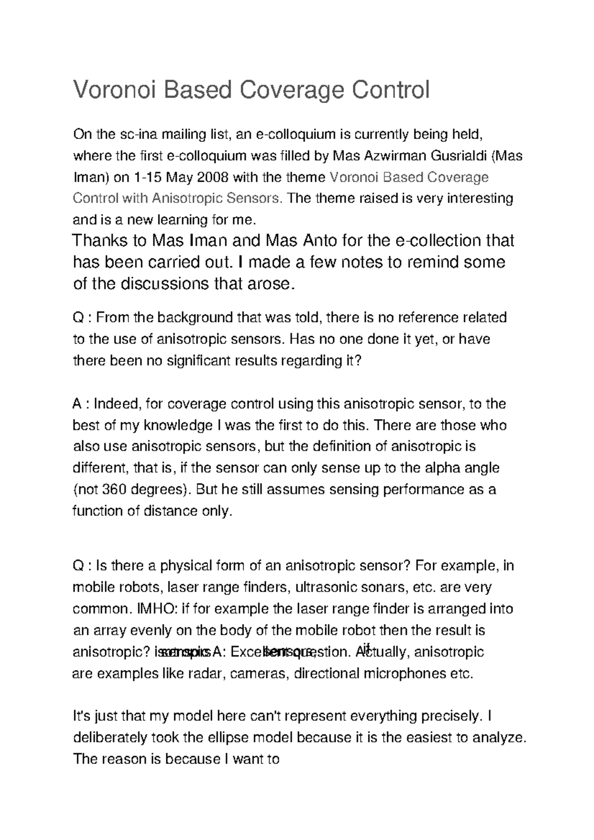 Voronoi Based Coverage 2023 Voronoi Based Coverage Control Thanks To Mas Iman And Mas Anto For