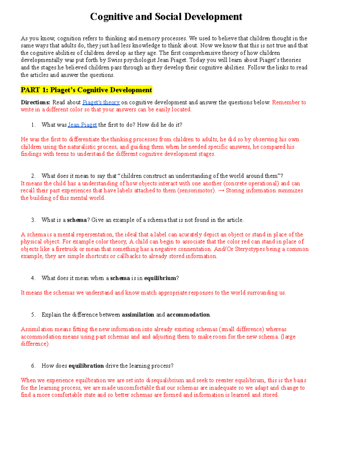 Web Quest - Cognitive and Social Development v2 - 4191584 - Cognitive ...