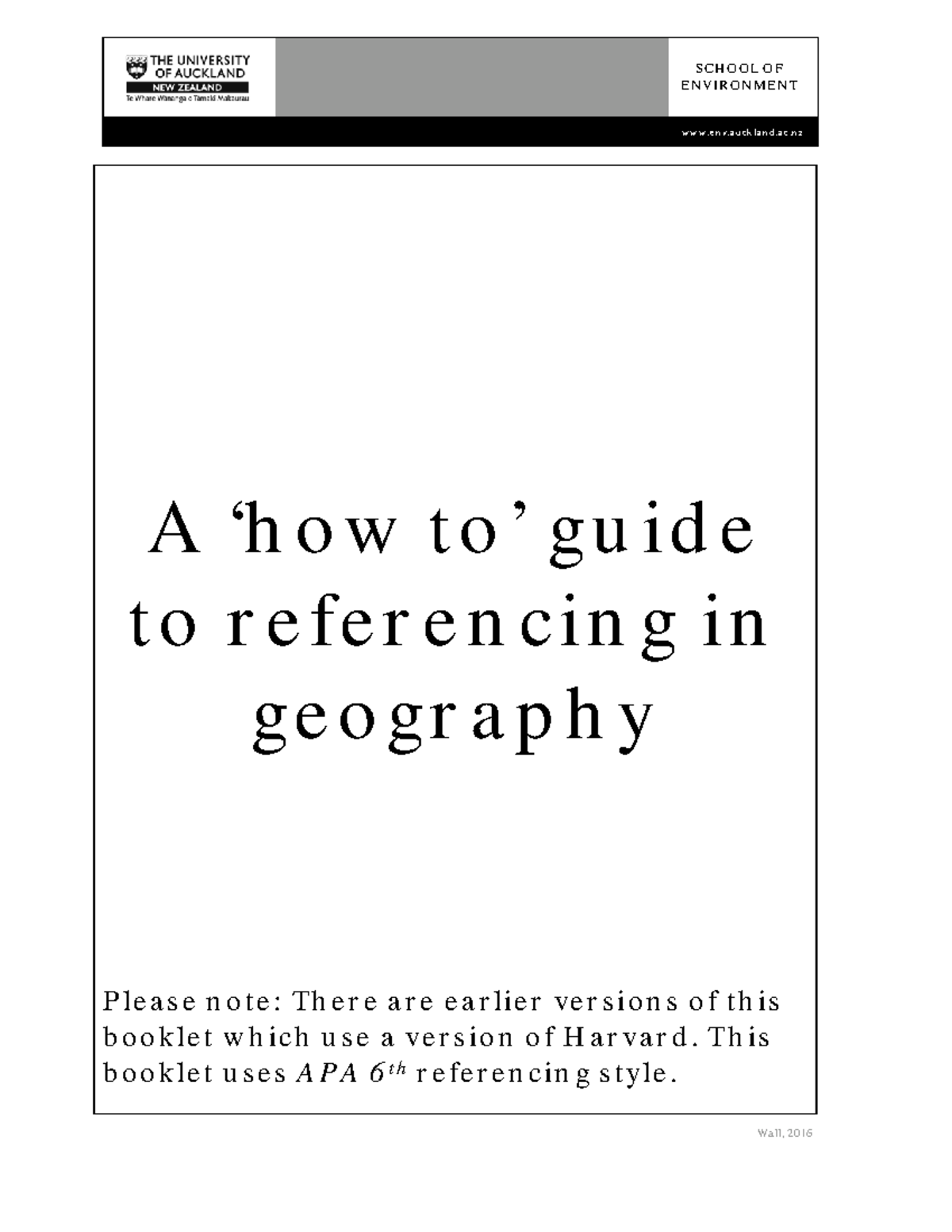 Geography apa referencing guide - env.auckland.ac ENVIRONMENT A ‘how to ...