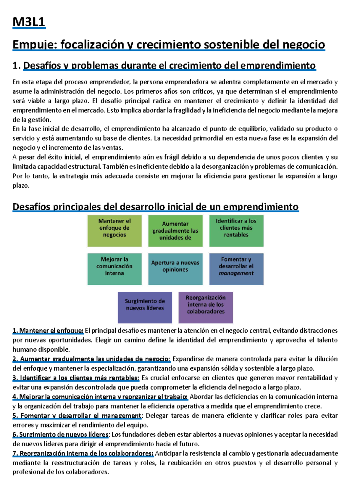 Preguntas Repaso M3 y M4 Desarrollo Emprendedor - M3L Empuje: focalizaciÛn y crecimiento ...