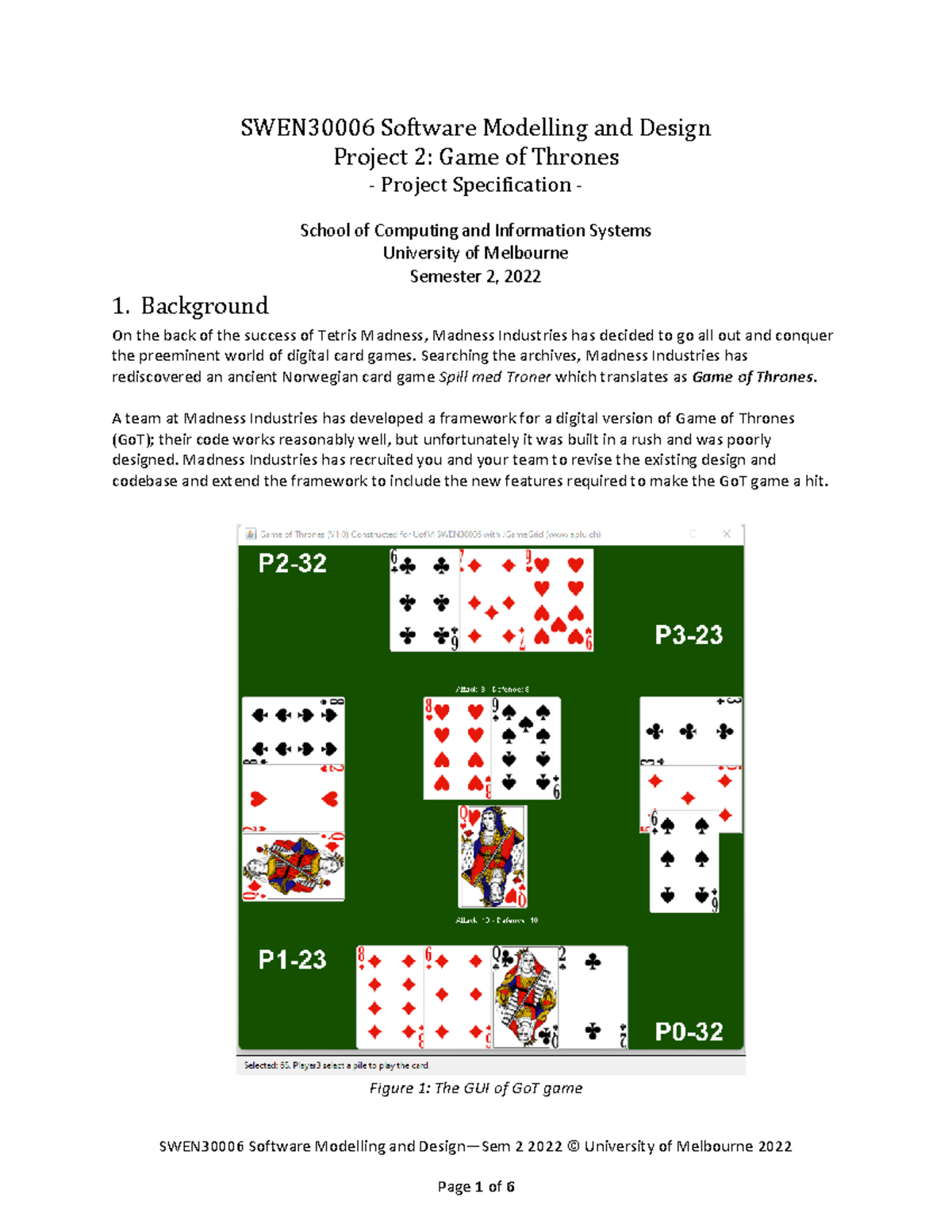 SWEN30006 22S2 Project 2 spec - SWEN30006 Software Modelling and Design—Sem 2 2022 © University ...