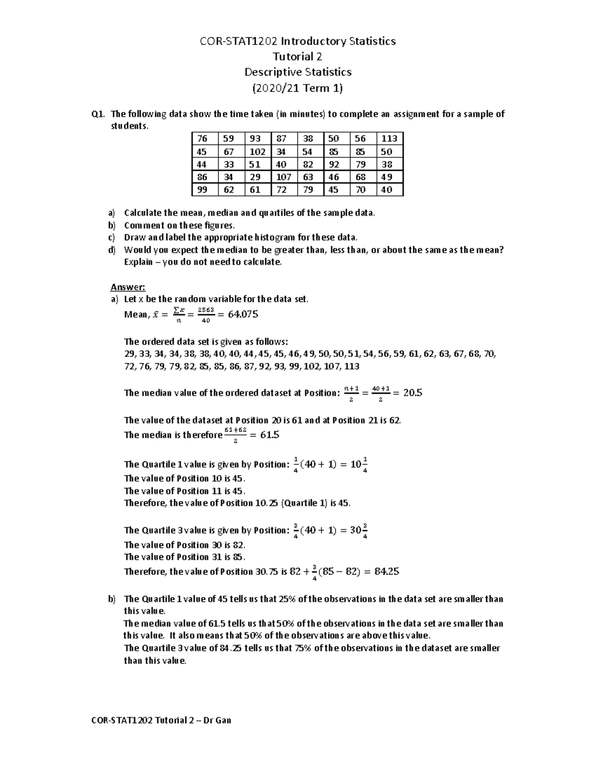 Tutorial 2 Answer 2020 Aug Warning Tt Undefined Function 32 Tutorial 2 Descriptive