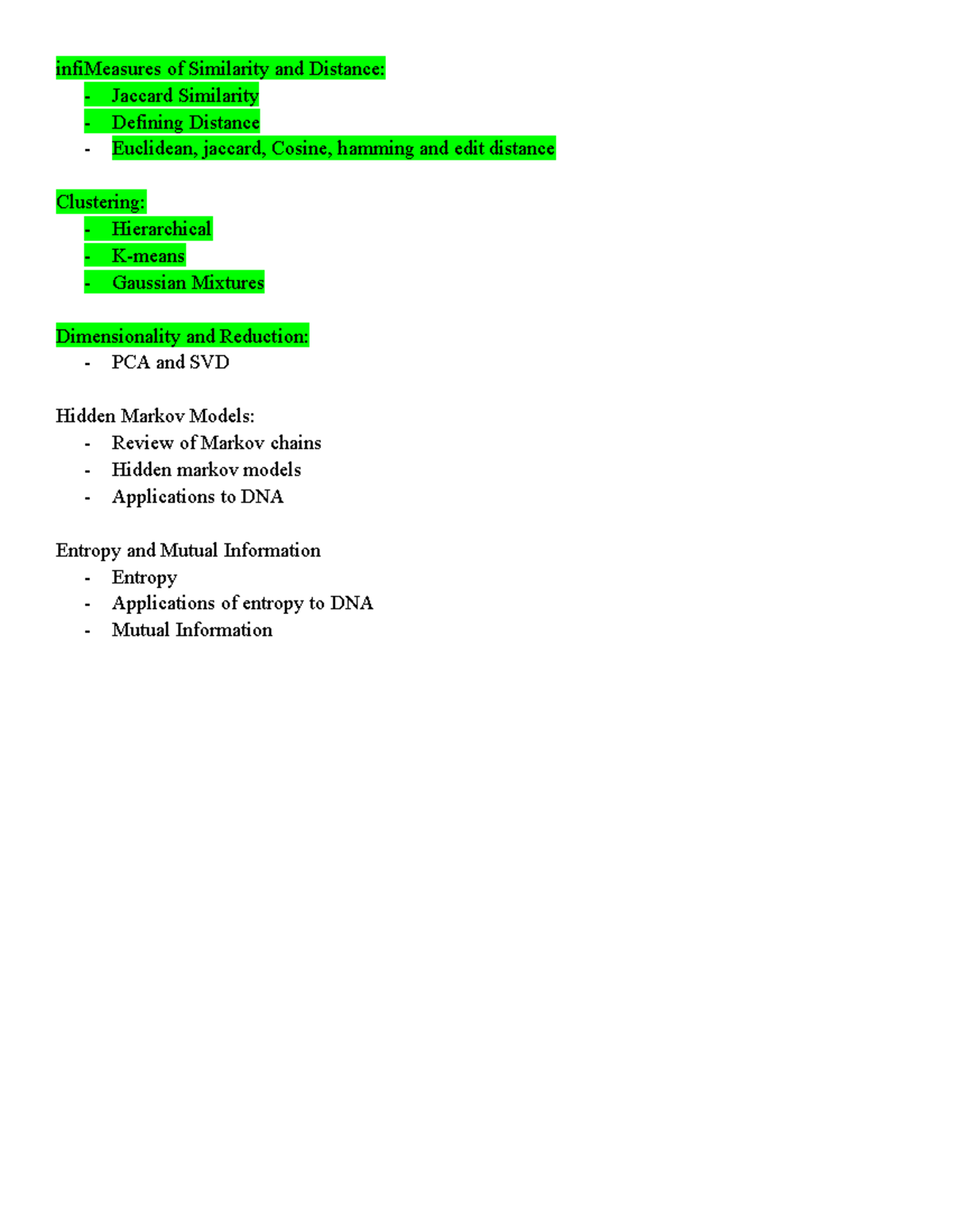 IB 120 Part 3 Notes - infiMeasures of Similarity and Distance ...