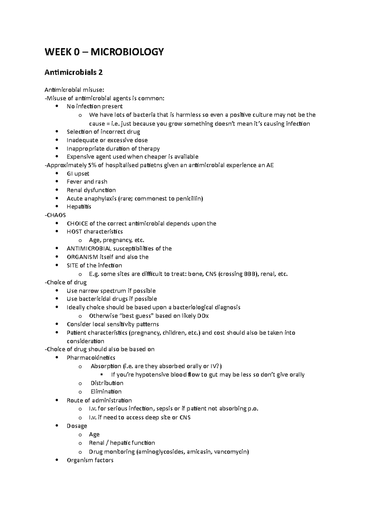 WEEK 0 - microbiology - WEEK 0 – MICROBIOLOGY Antimicrobials 2 ...