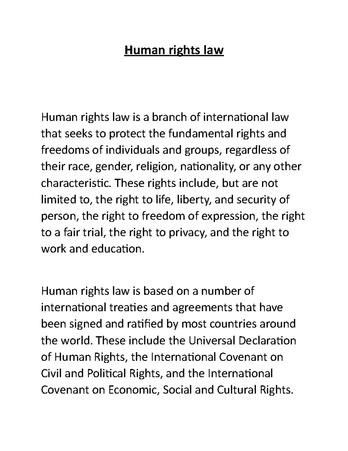 Human rights law - Human rights law Human rights law is a branch of ...
