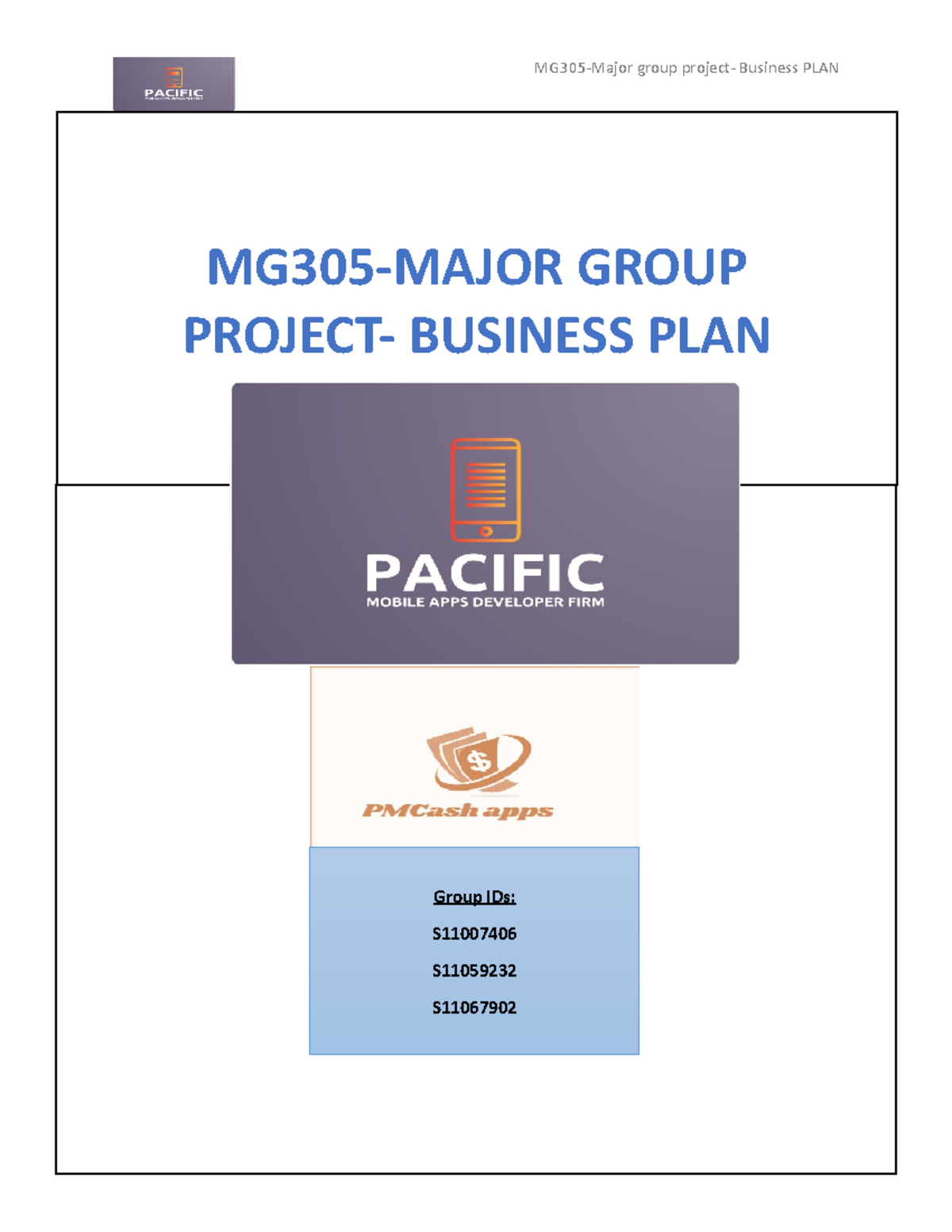 MG 305 Major Project Assignment - Business Plan - MG305-MAJOR GROUP ...