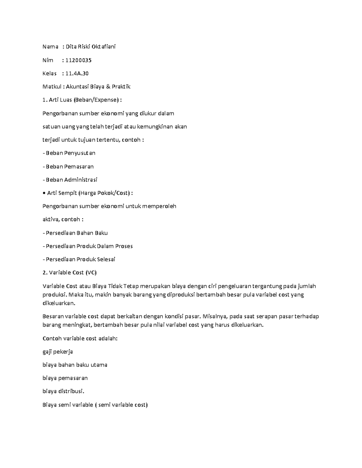 112000 35 DITA Rizki Oktafiani PERT1 - Nama : Dita Riski Oktafiani Nim ...