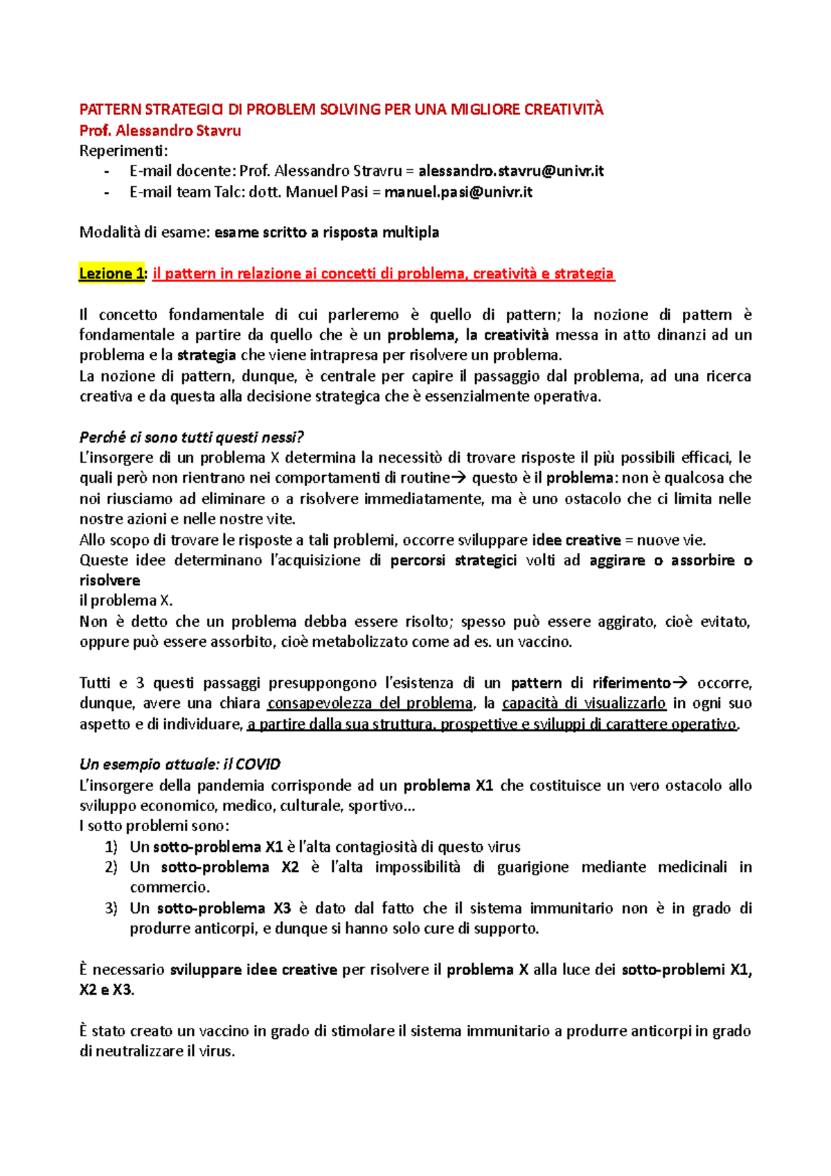 Pattern Strategici DI Problem Solving PER UNA Migliore Creatività - PATTERN STRATEGICI DI ...
