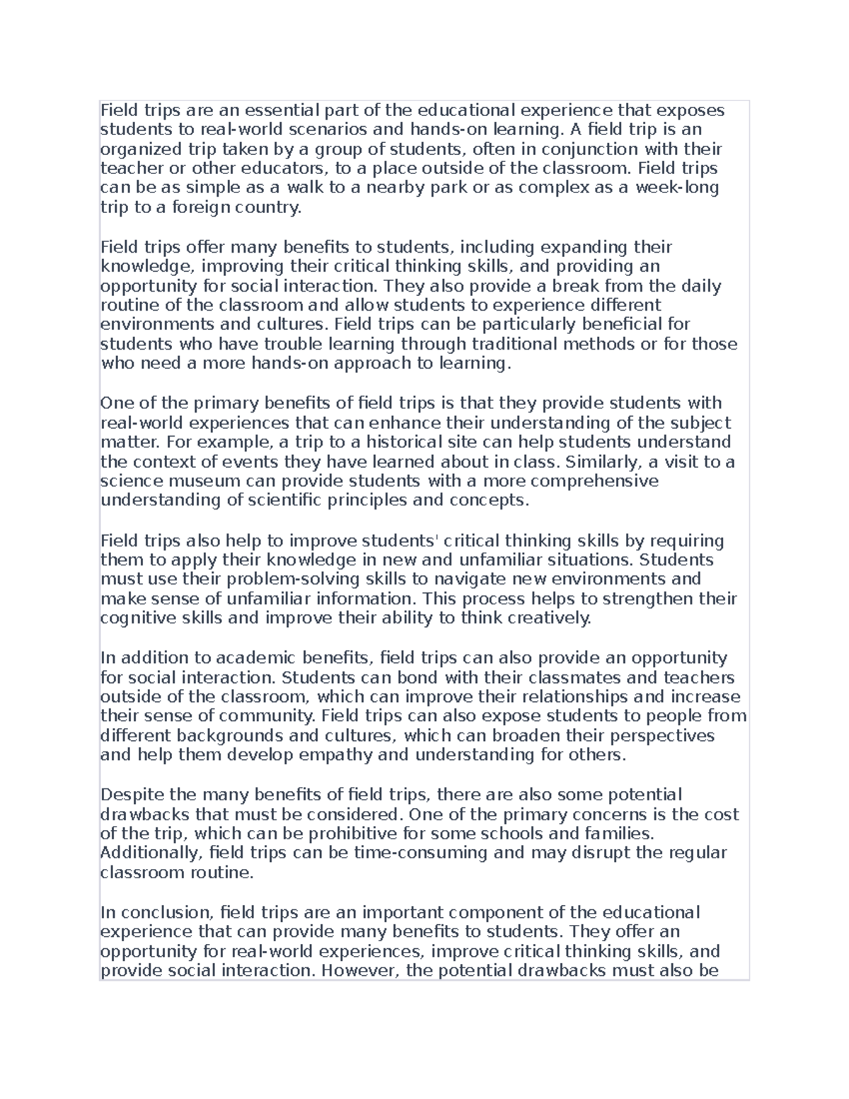 Document field trips - essay on how to write it correct and the correct ...