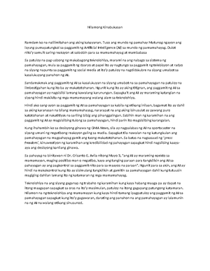 Repleksyon SA FPL - Reflection paper in Filipino - REPLEKSYON Ni ...