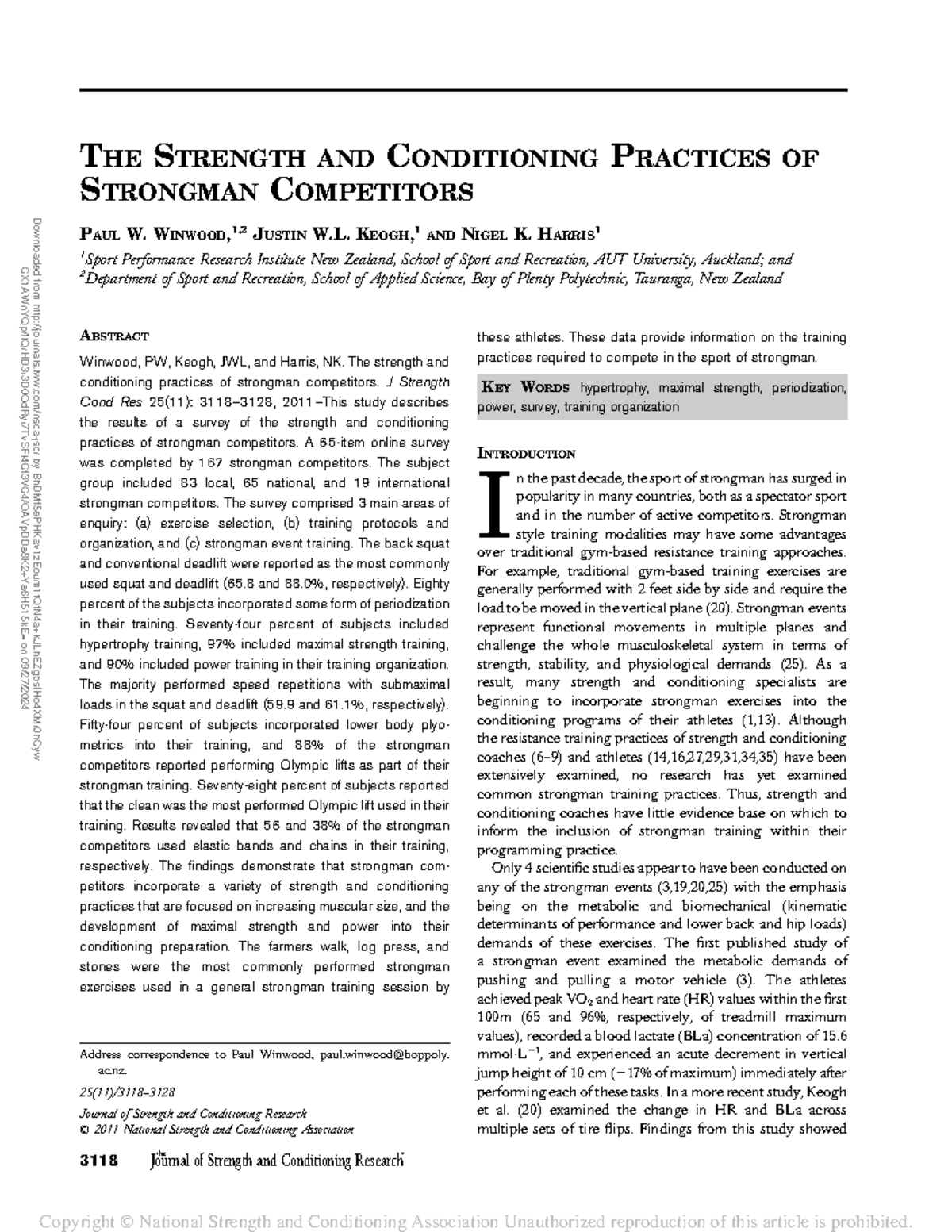 The strength and conditioning practices of - T HE S TRENGTH AND C ...