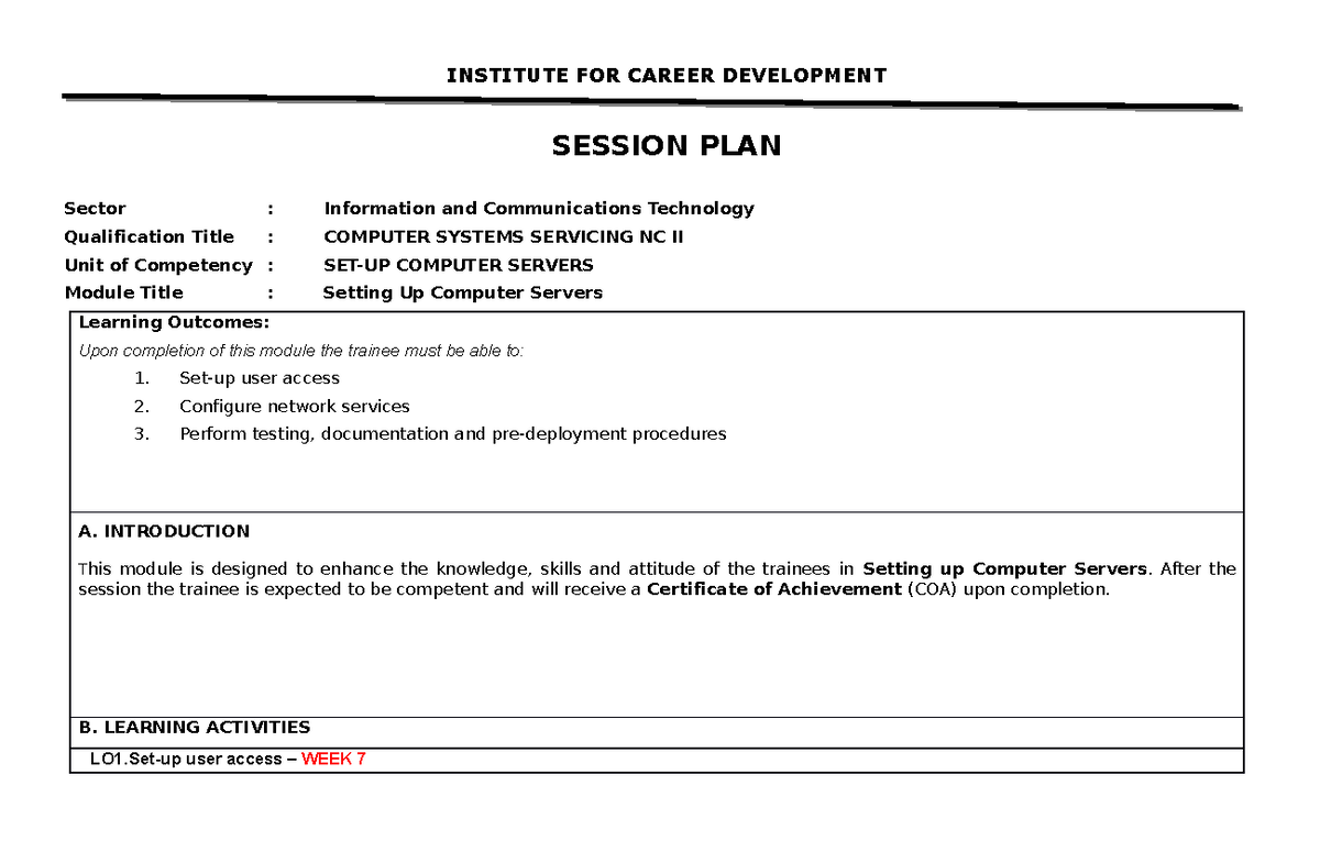 Session PLAn CSS C3 updated - INSTITUTE FOR CAREER DEVELOPMENT SESSION ...