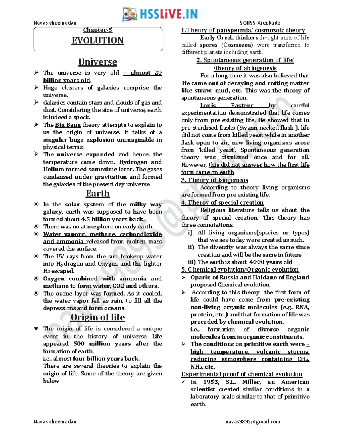 Hsslive xii zoology focus area based quick notes navas signed - Chapter ...