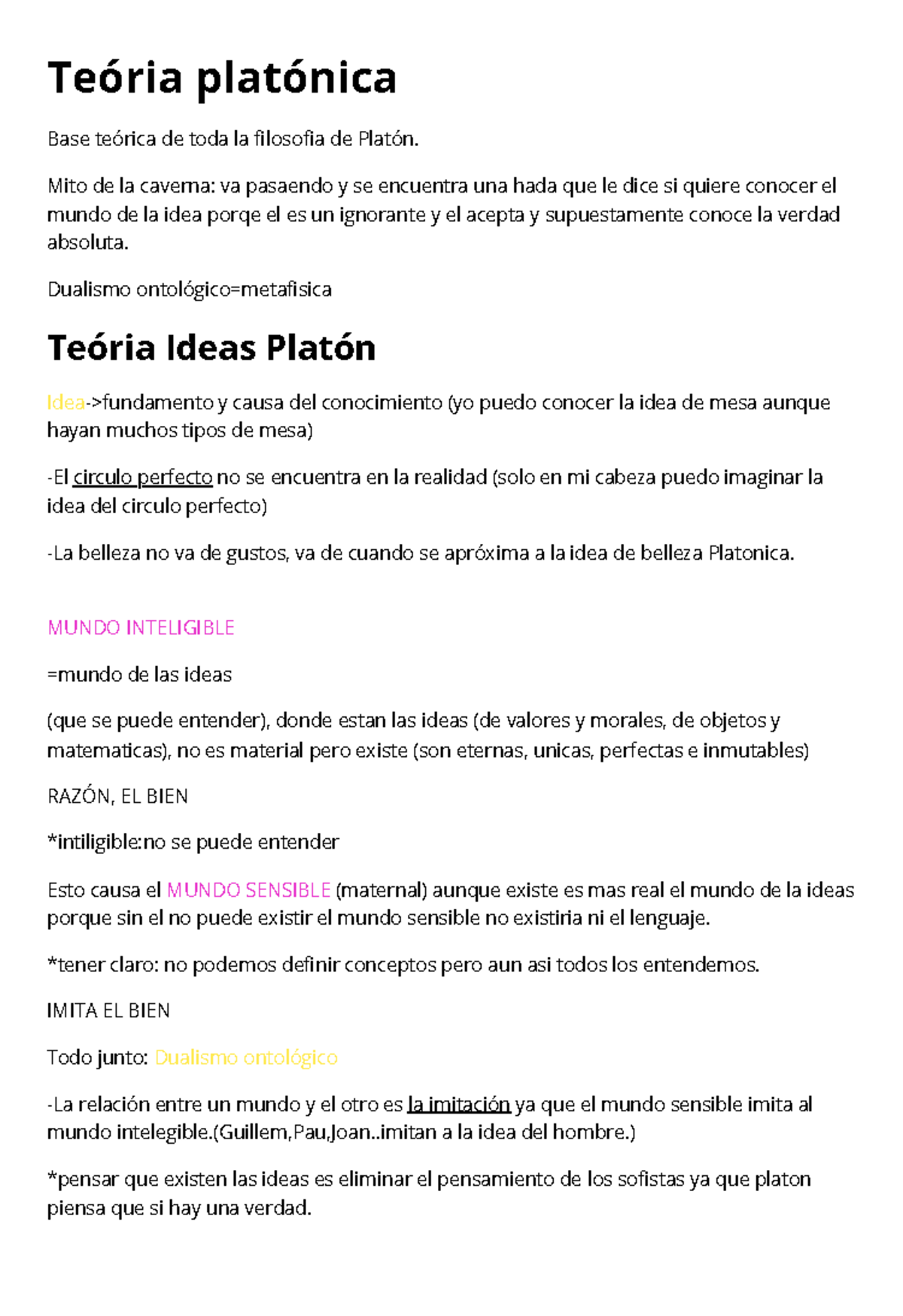 Teoria platonica - Teória platónica Base teórica de toda la filosofia ...