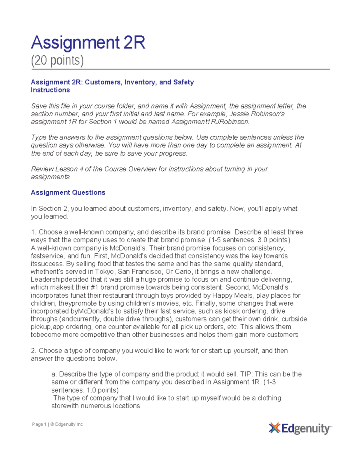 Assignment 2R - EL5733 - All the answers you need - Page 1 ...