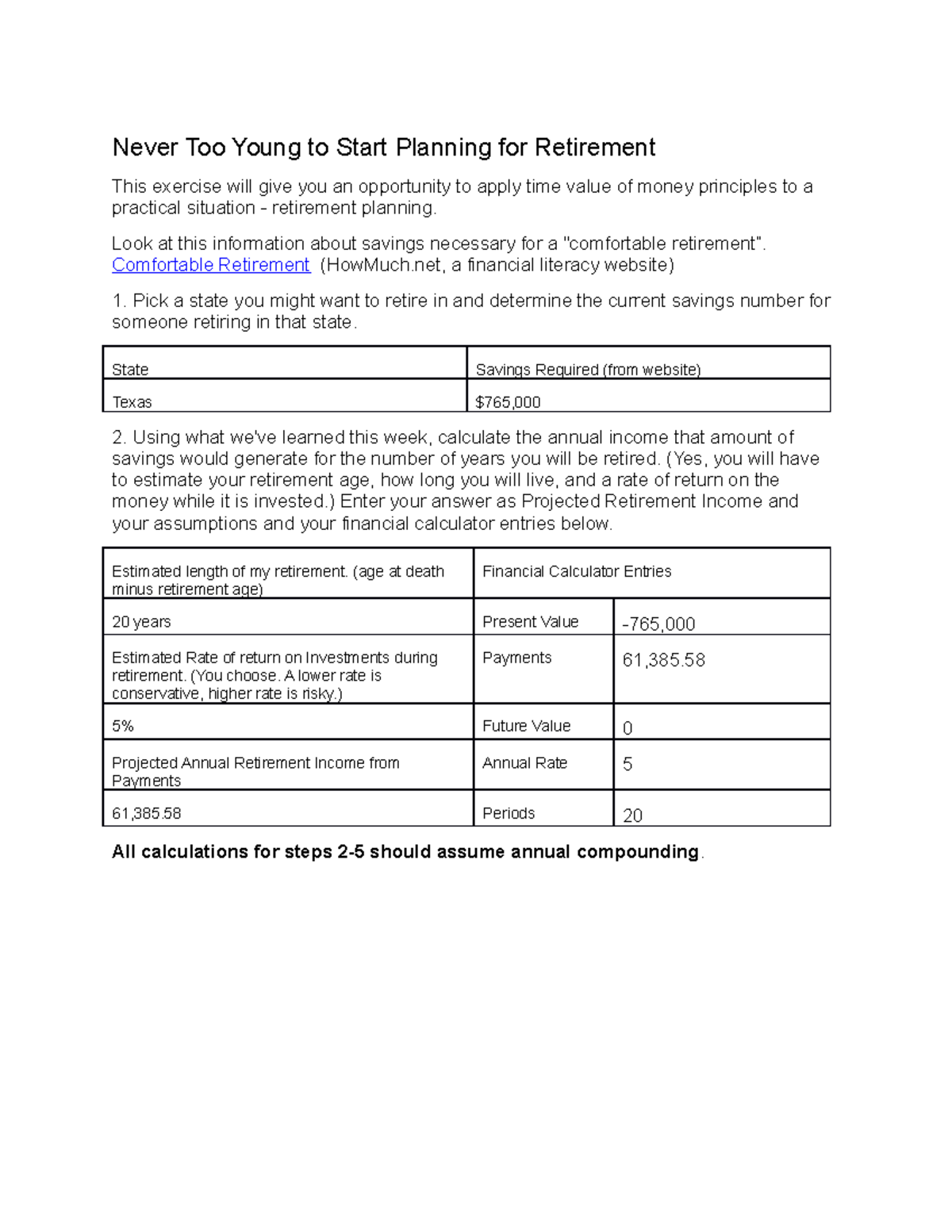 Retirement Planning Worksheet - Never Too Young to Start Planning for ...