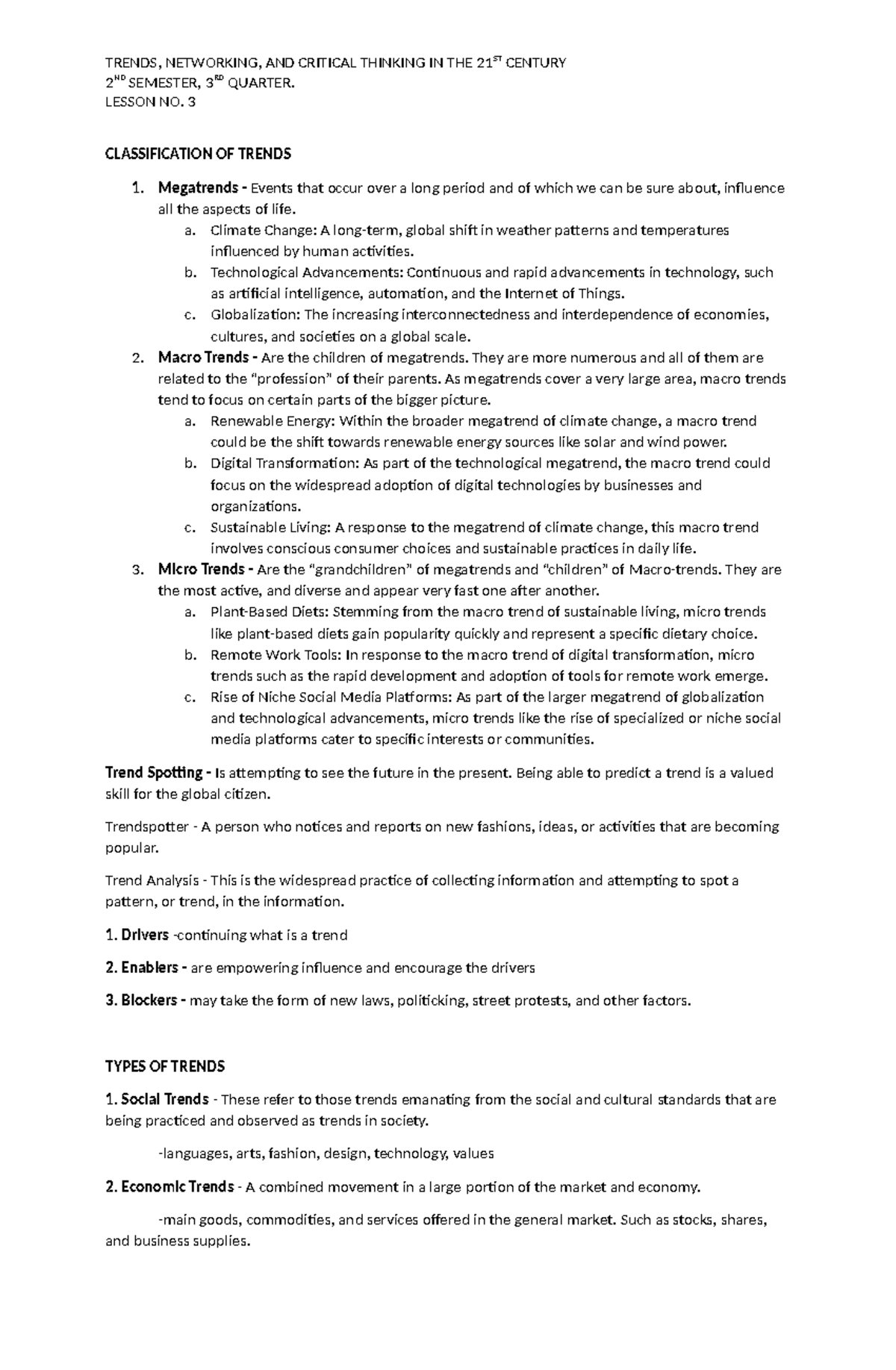 Trends Lesson 3 - Lectures - TRENDS, NETWORKING, AND CRITICAL THINKING ...