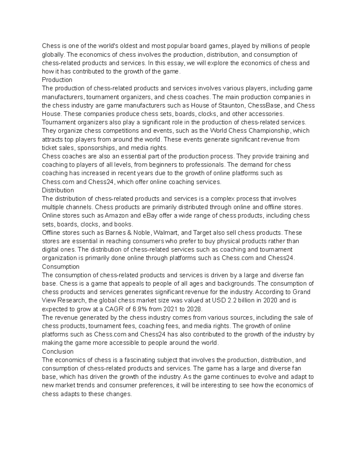 Economic pop 2 - Chess is one of the world's oldest and most popular ...