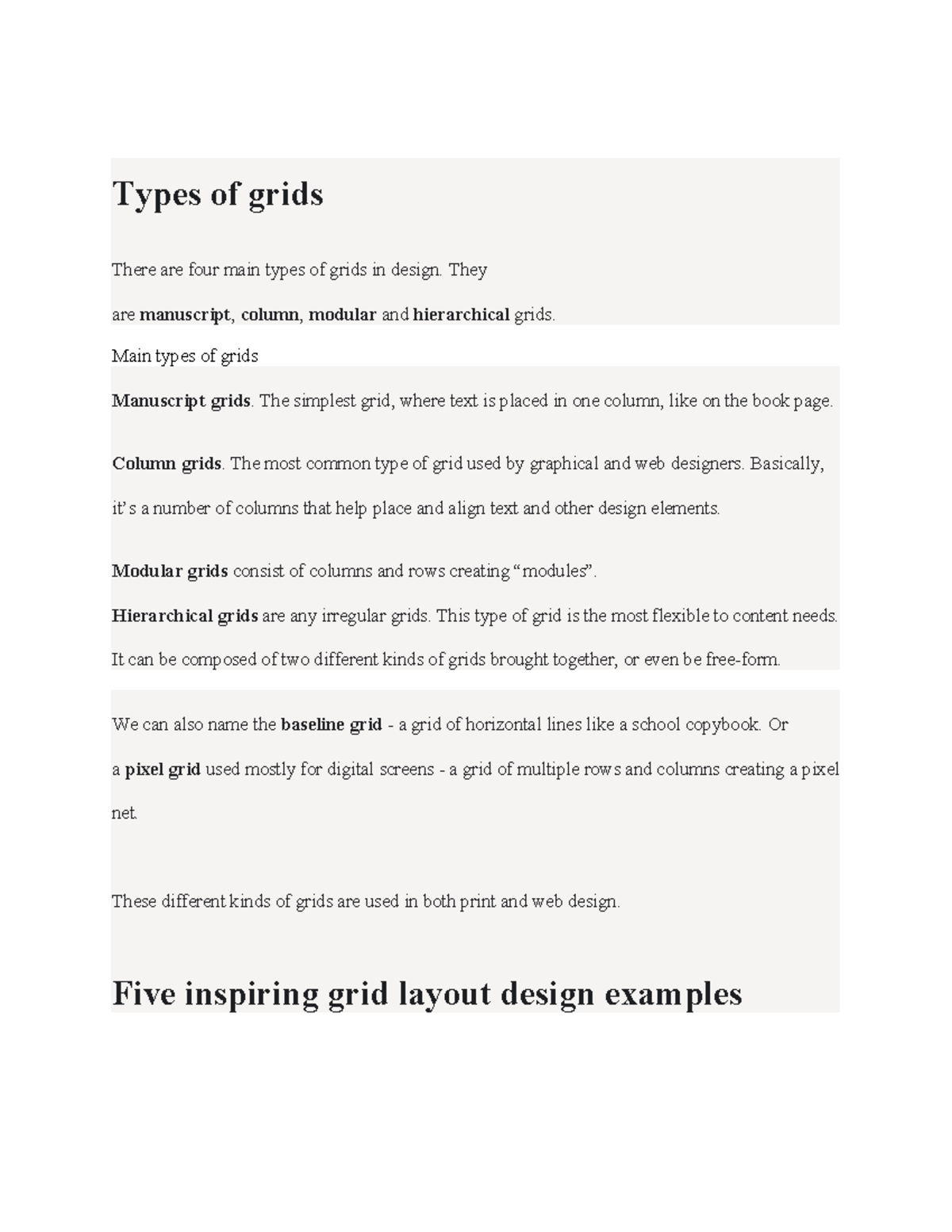 Types of grids - This are good notes for journalism students - Types of ...