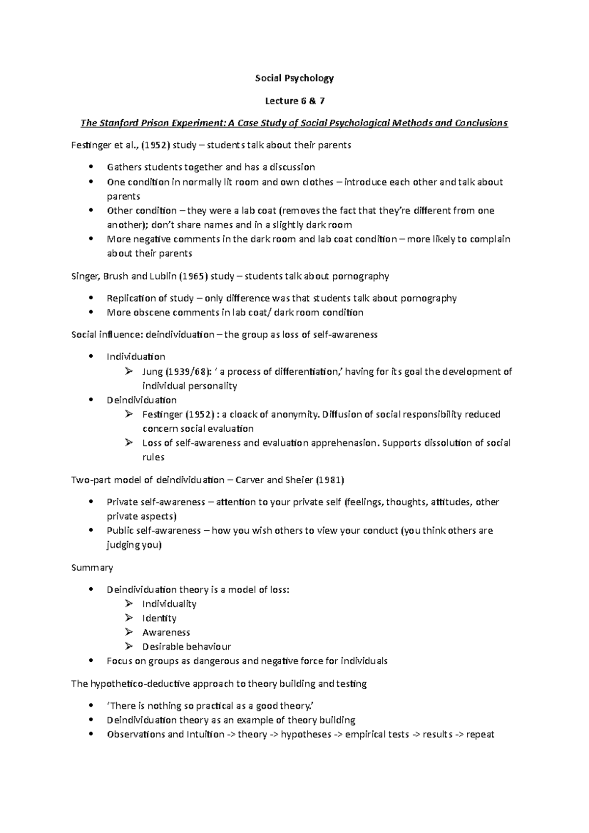 Social Psychology - Lecture 6 & 7 - The Stanford Prison Experiment ...